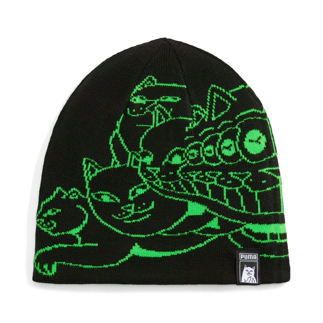 PUMA x RIPNDIP Reversable Skull Beanie (PUMA Black-Fluro Green Pes)