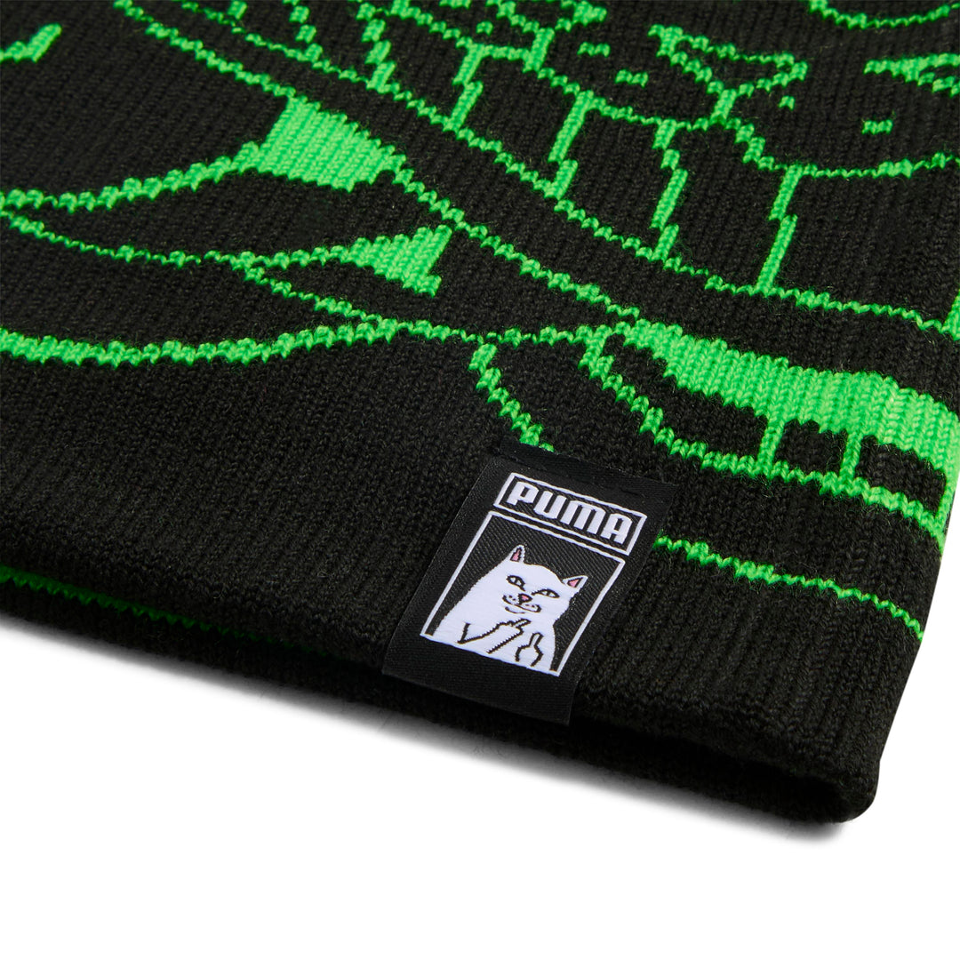 PUMA x RIPNDIP Reversable Skull Beanie (PUMA Black-Fluro Green Pes)