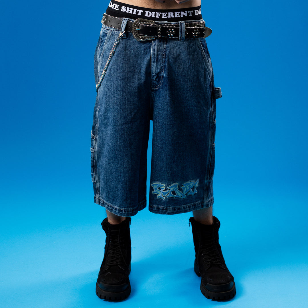 Ace Ultra Wide Leg Shorts (Medium Wash) – RIPNDIP