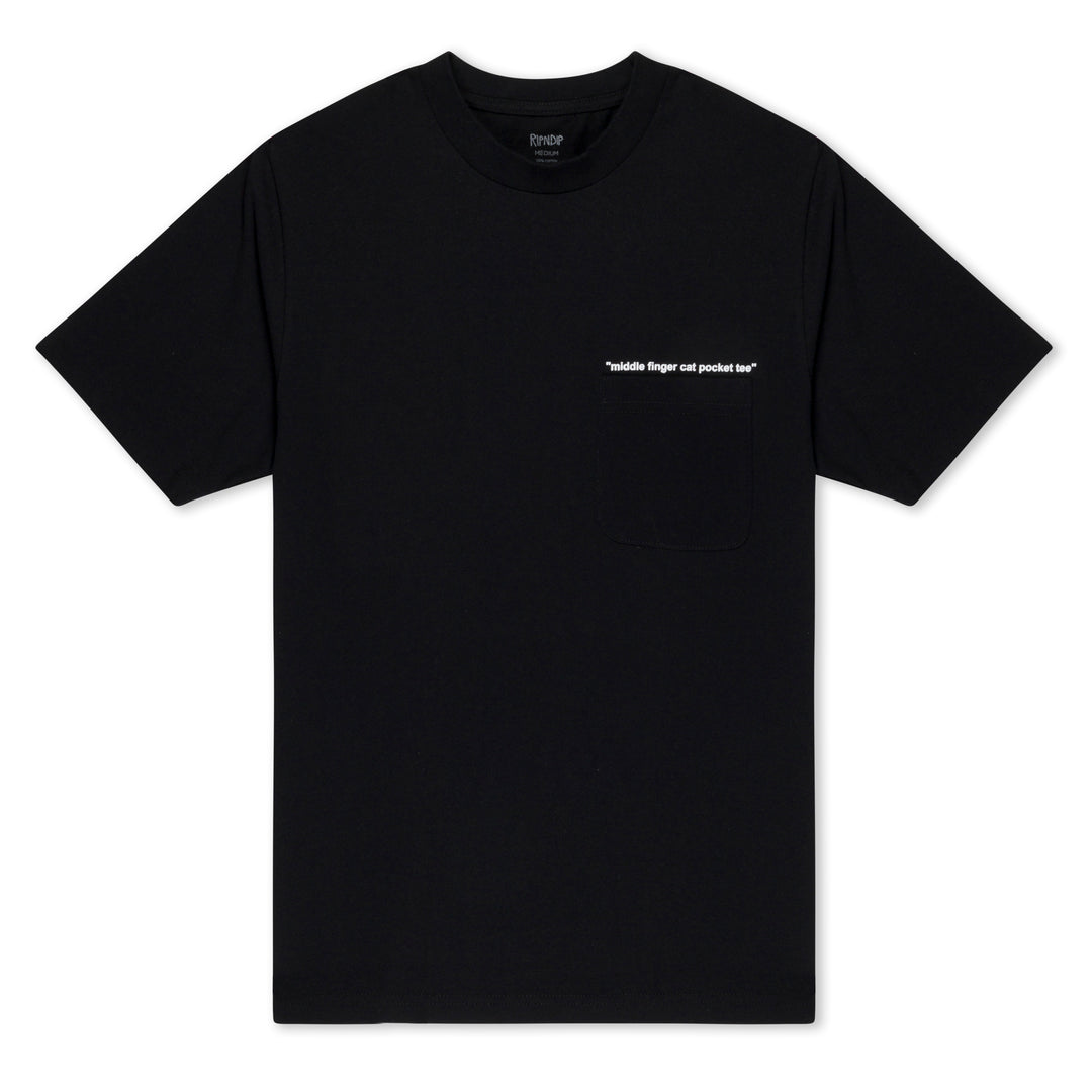 Middle Finger Cat Pocket Tee (Black) – RIPNDIP