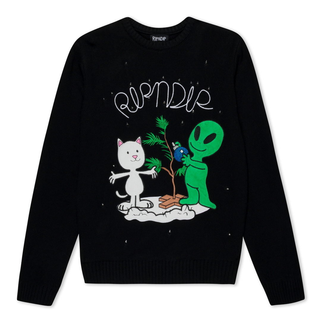 Alien / Nerm Christmas Light Up Knit Sweater (Black) – RIPNDIP