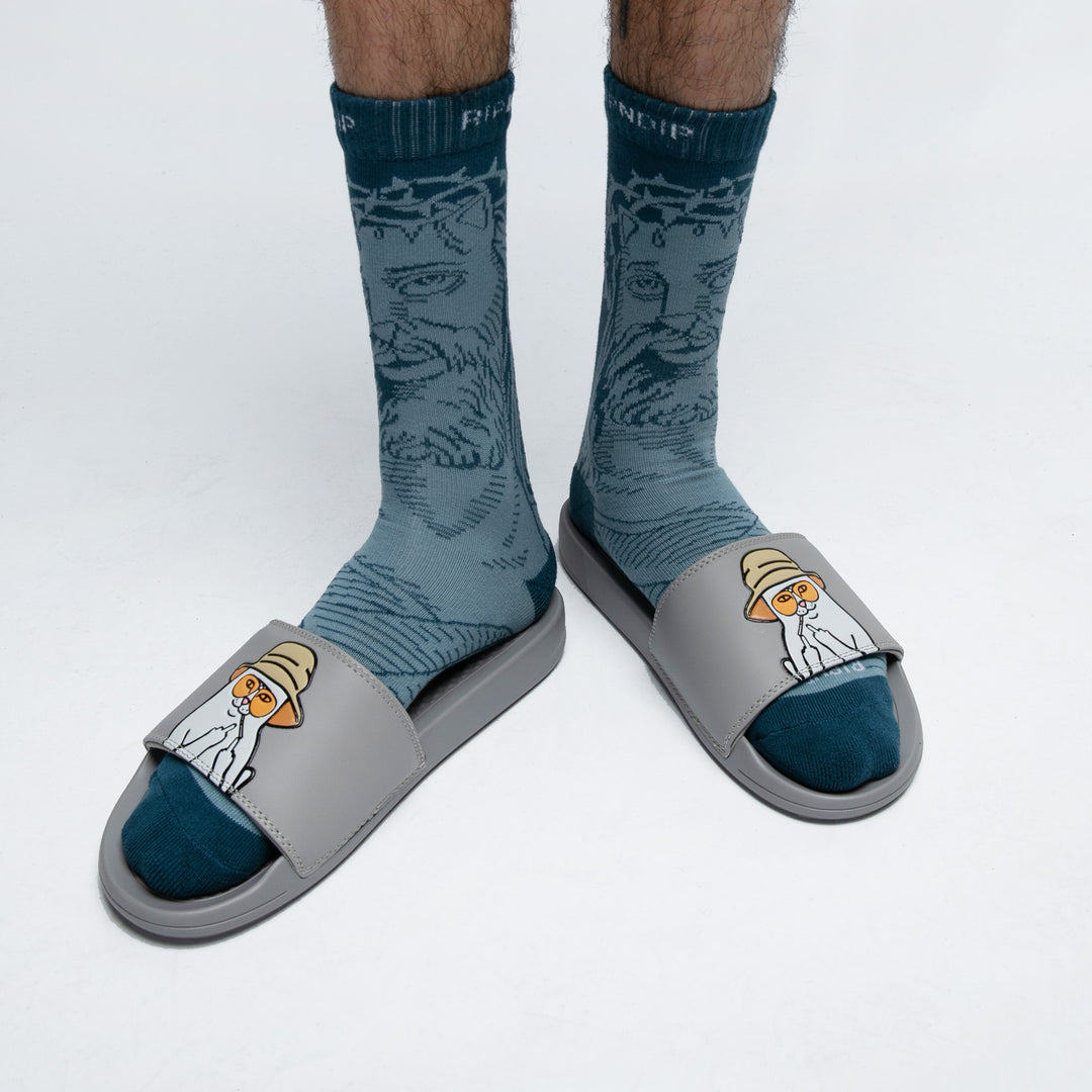 Nermal S Thompson Slides (Grey) – RIPNDIP