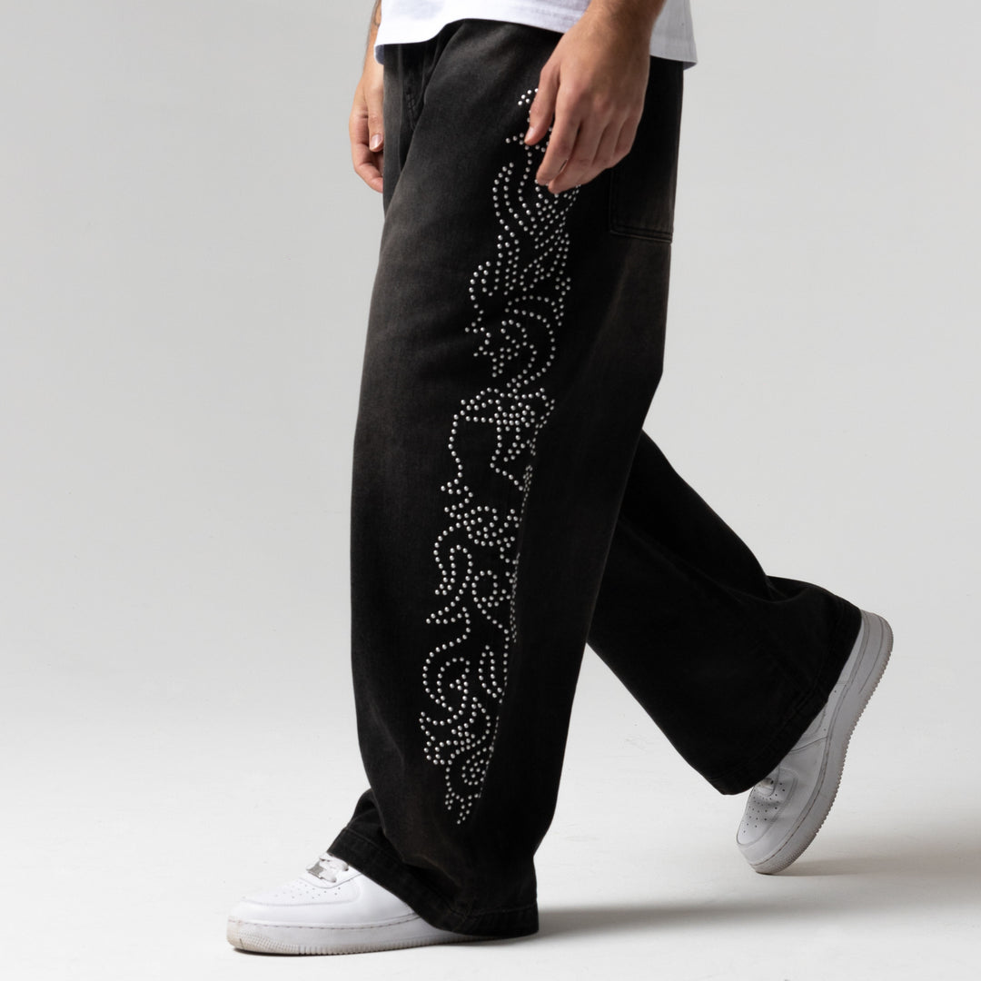 Pretty Flacko Extra Wide Leg Pants (Black Vintage Wash Denim) – RIPNDIP
