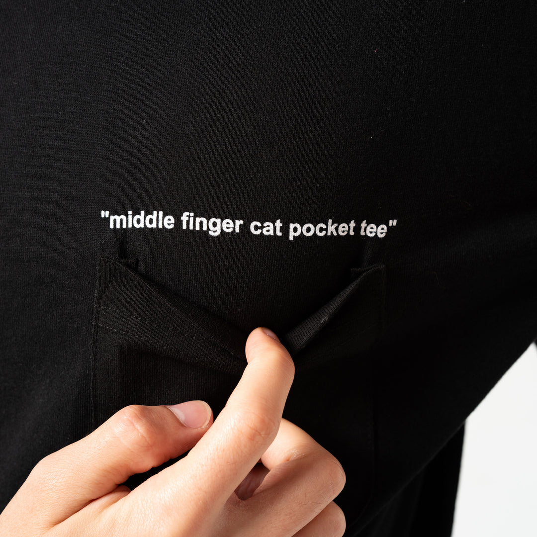 Middle Finger Cat Pocket Tee (Black) – RIPNDIP