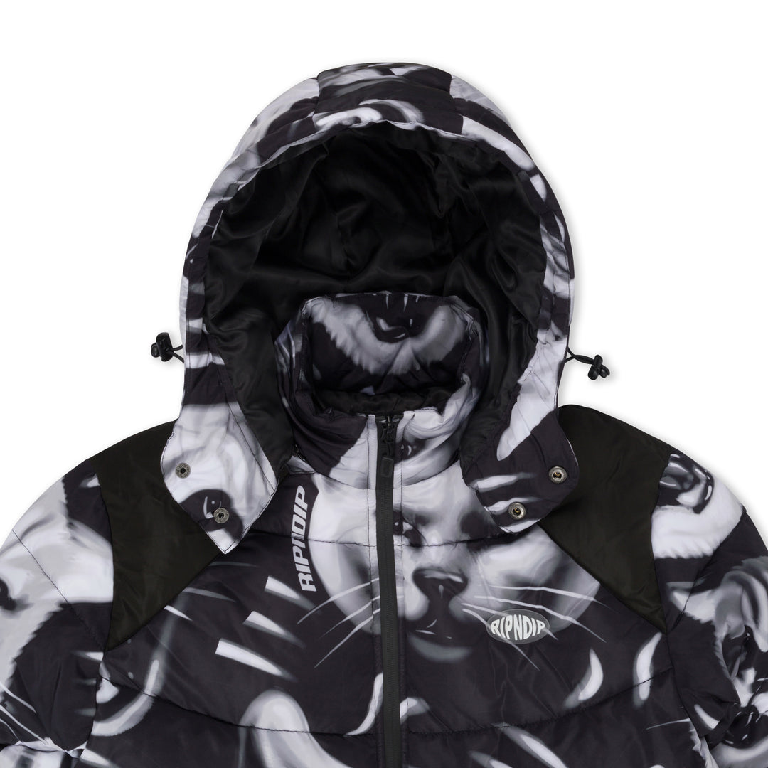 Neon Cat Puffer Jacket (Black) – RIPNDIP