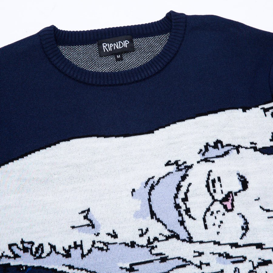 Great Wave Sweater (Navy) – RIPNDIP
