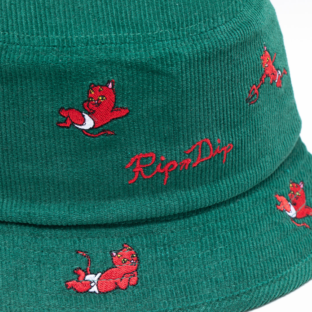 Devil Babies Corduroy Bucket Hat (Dark Sage) – RIPNDIP