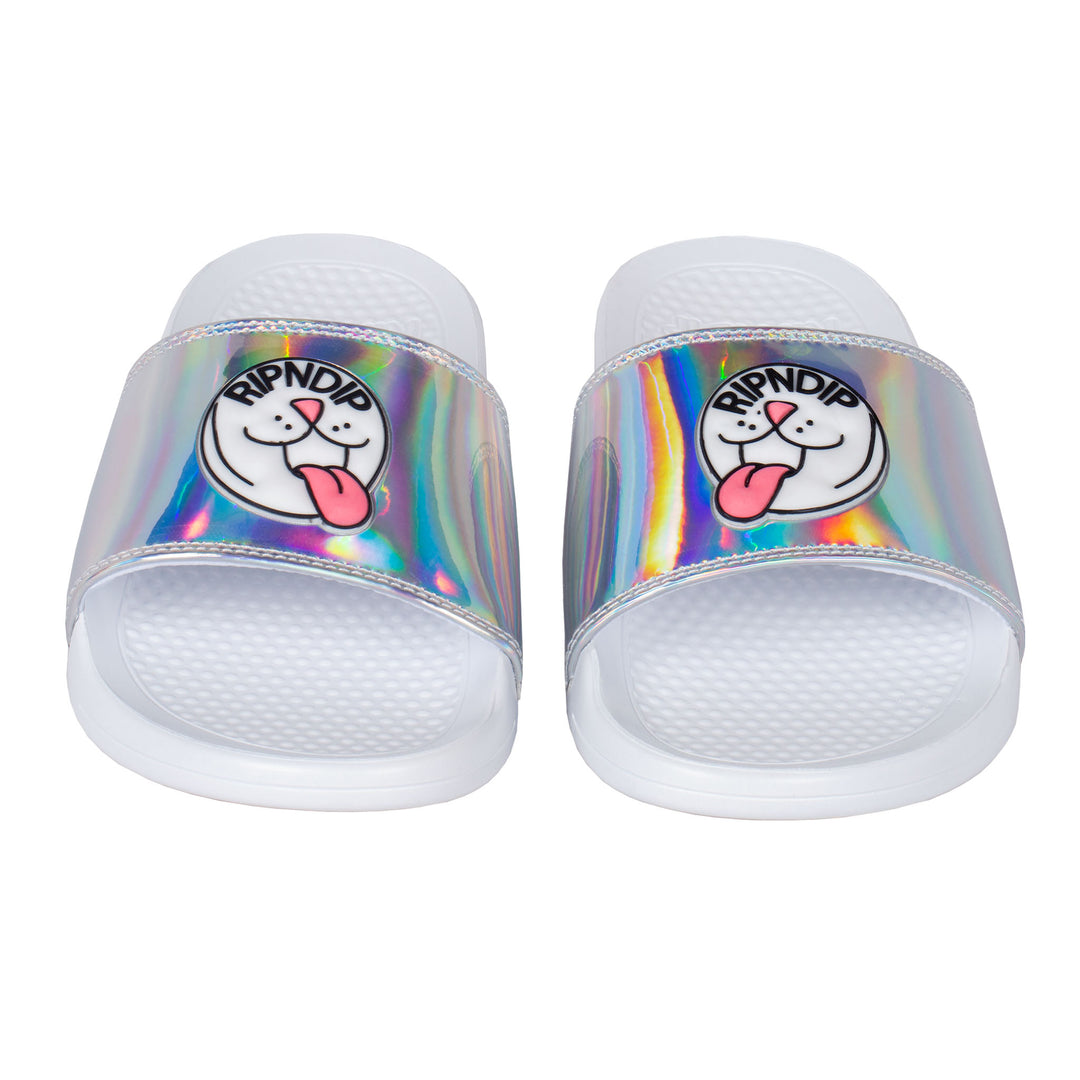 Ripndip - Pill Iridescent Slides (White) – RIPNDIP