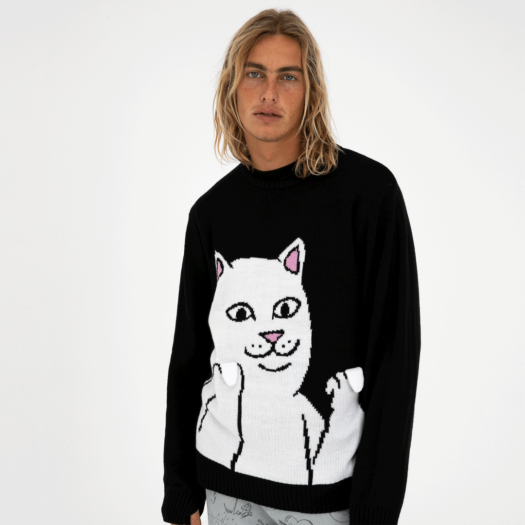 Lord Nermal Flippy Knitty Sweater (Black) – RIPNDIP