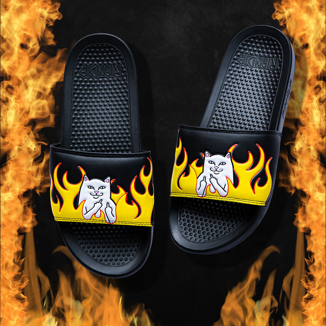 Ripndip - Welcome To Heck Slides (Black Flames) – RIPNDIP